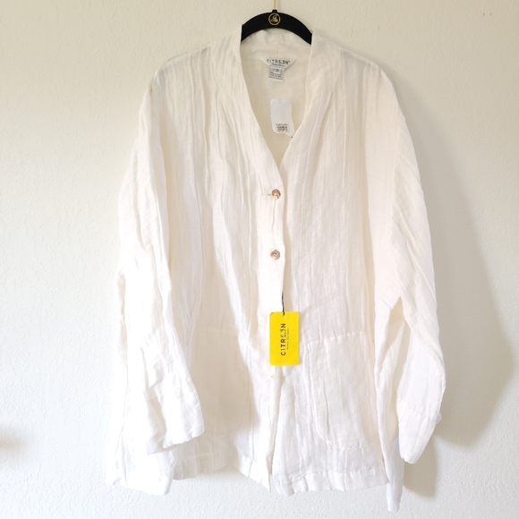 Citron | Tops | Citron Plus Size Linen Silk Blend Button Down Shirt ...